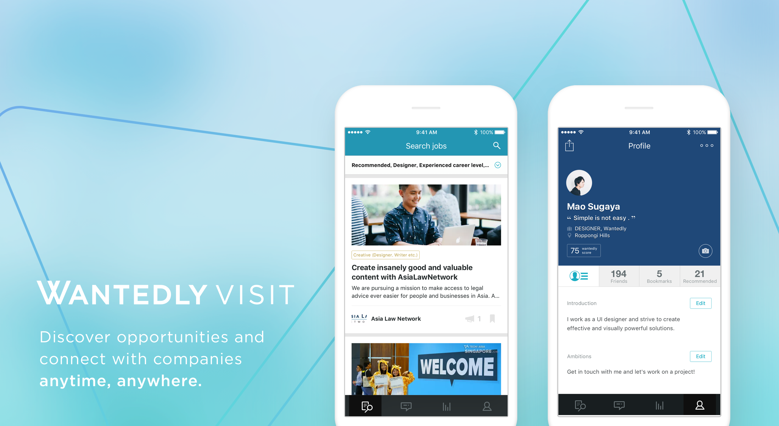 「Wantedly」がシンガポールで正式にサービス提供を開始、iOS対応の「Wantedly Visit」英語版もリリース | TechCrunch Japan Archive