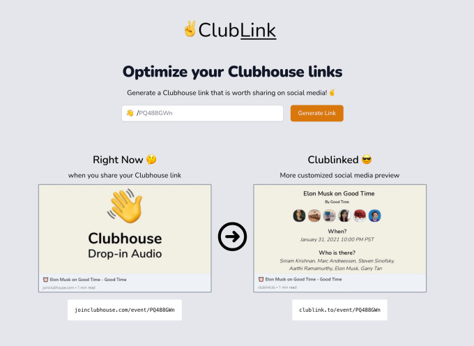 ClubhouseのリンクをSNSで見栄え良くシェアするツール「ClubLink」 | TechCrunch Japan Archive