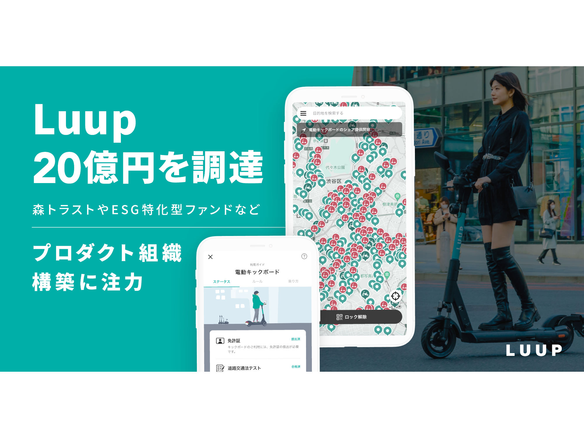 電動キックボードシェアの「Luup」が森トラストやESG特化型ファンドなどから約20億円調達 | TechCrunch Japan Archive
