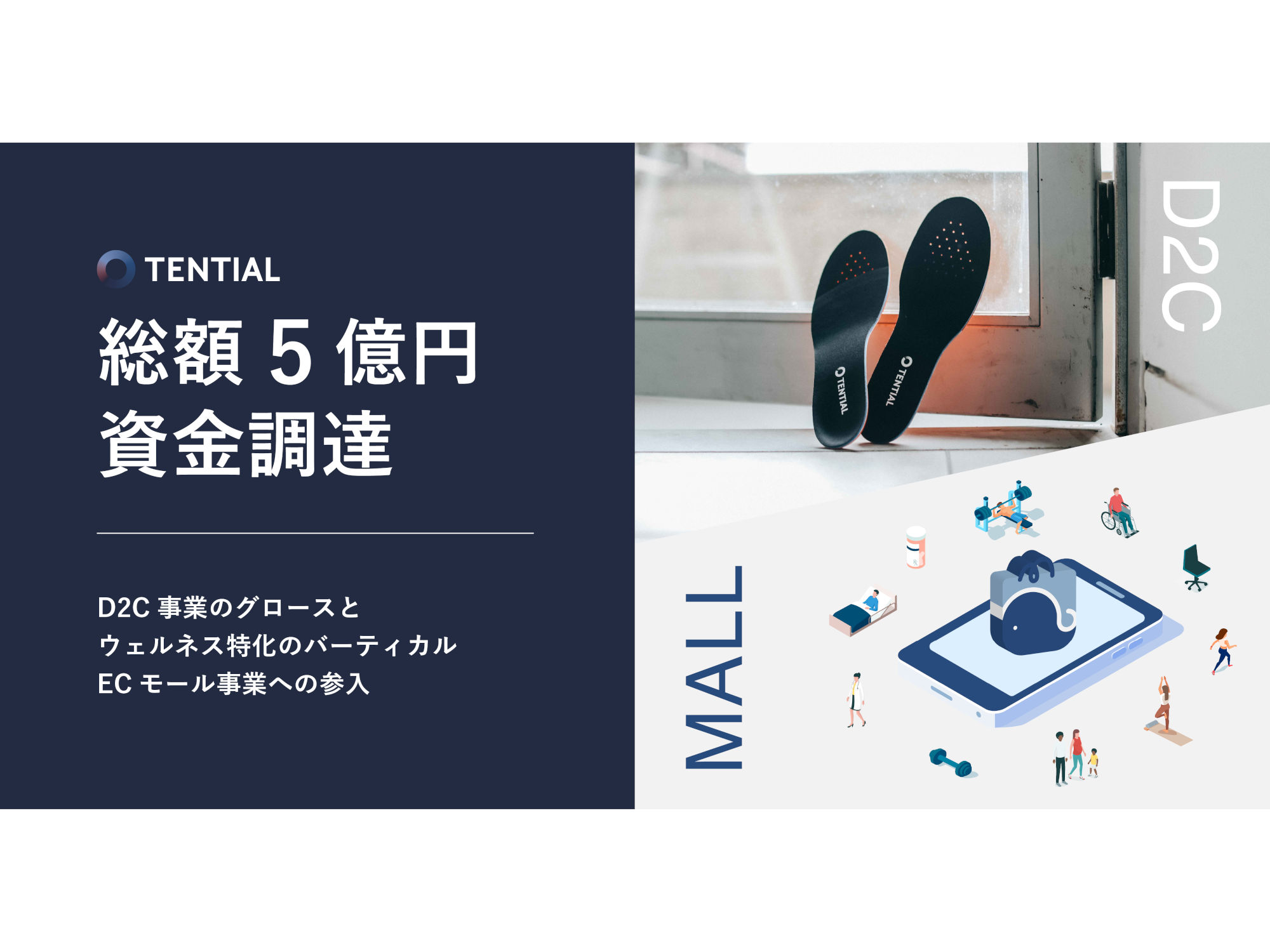 アスリートの知見を活かしたスポーツウェルネスD2CのTENTIALが5億円調達、ECモール事業に新たに参入 | TechCrunch Japan Archive